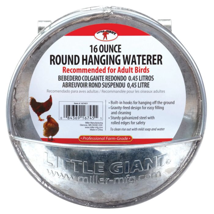 Galvanized Round Hanging Waterer [16 oz]
