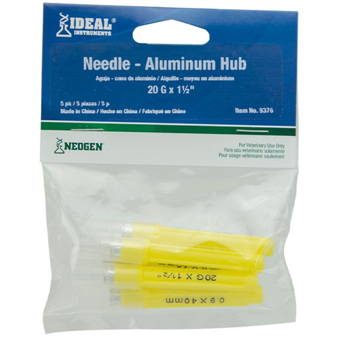 Neogen 9376 Disposable Aluminum Hub Needle [20 x1.5"] (5 ct)