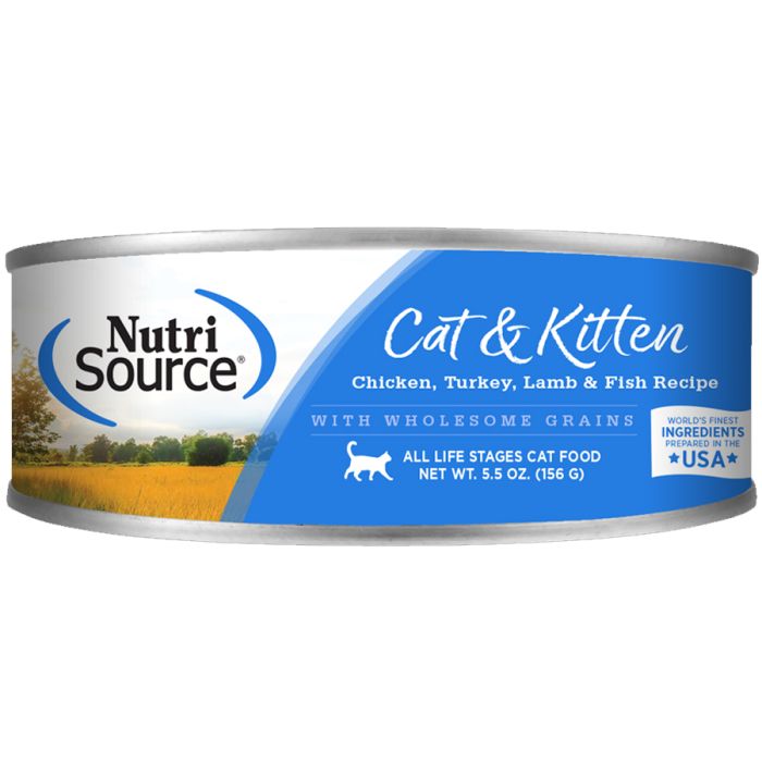 NutriSource 92025 Canned Cat Food [Chicken/Turkey/Lamb/Fish] [5 oz] (12 ct)