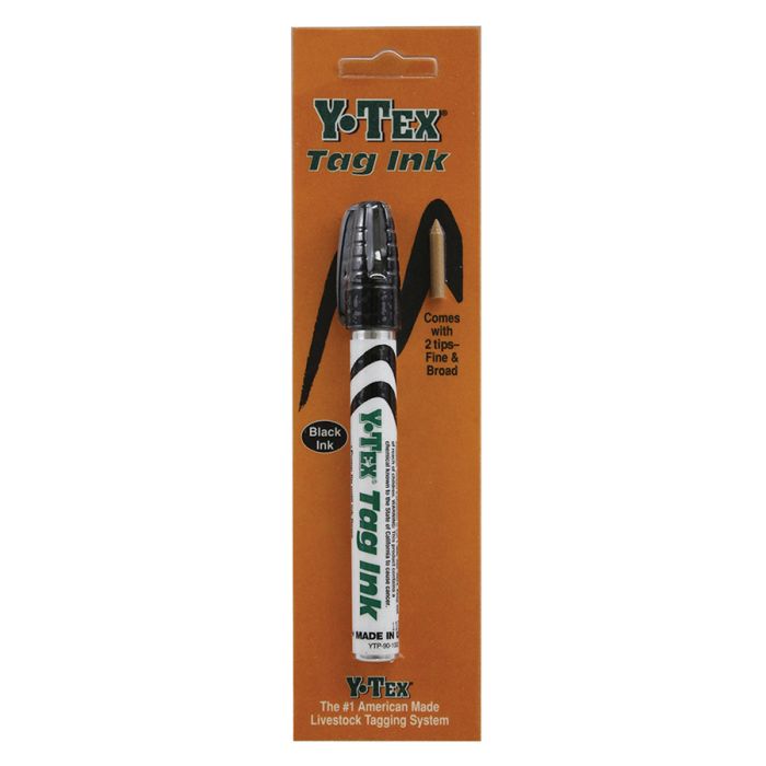 Y-TEX Tag Pen-2 Tips (Broad & Fine) Black
